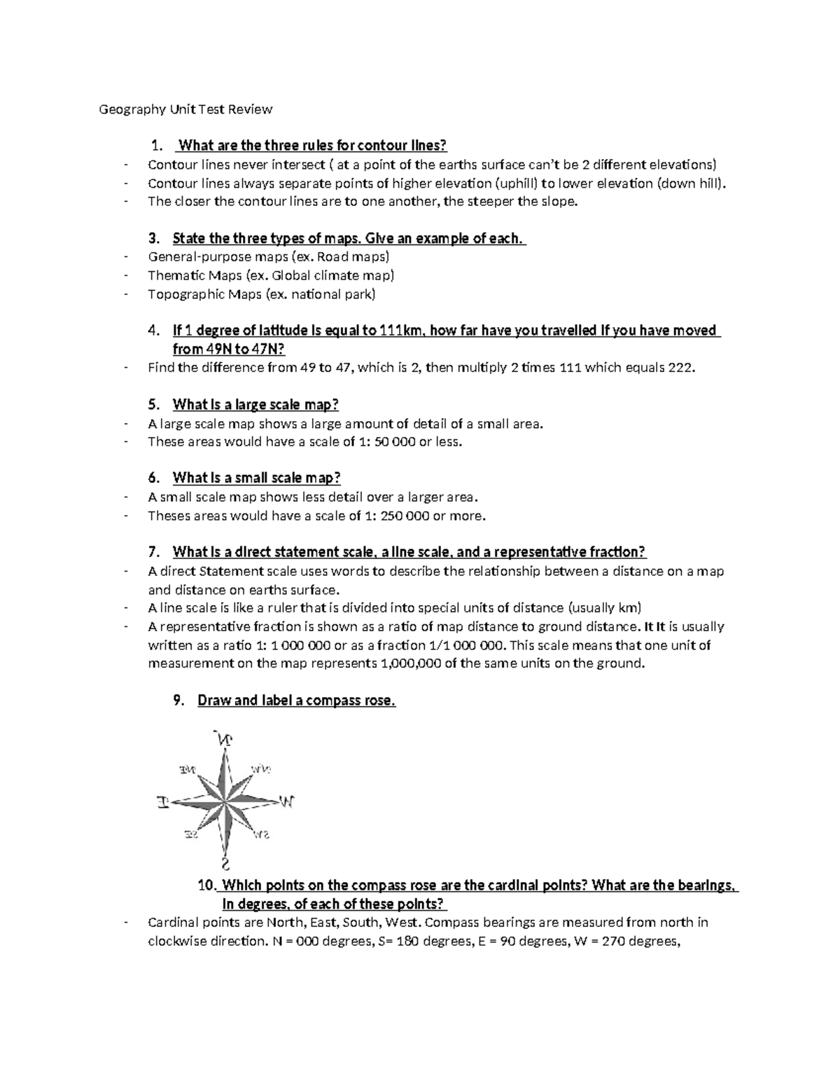 Geography Unit Test Review (Geo 101) - Key Concepts and Map Types - Studocu