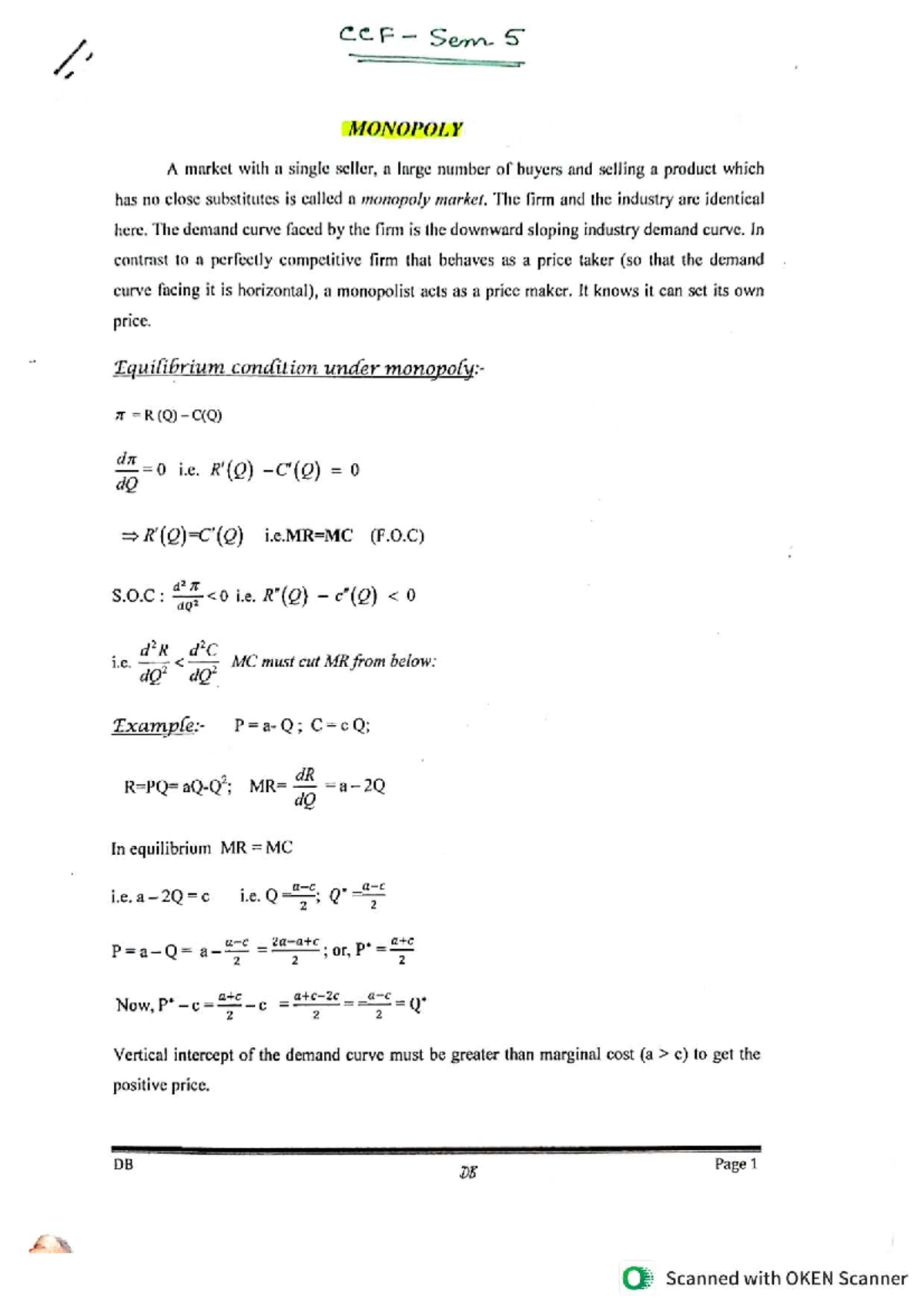 Monopoly Market Analysis - Sem 5 Notes - Studocu