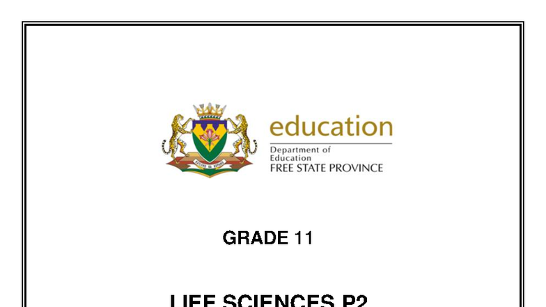 LFSC GR 11 Life Sciences P2 Exam November 2024 - Studocu