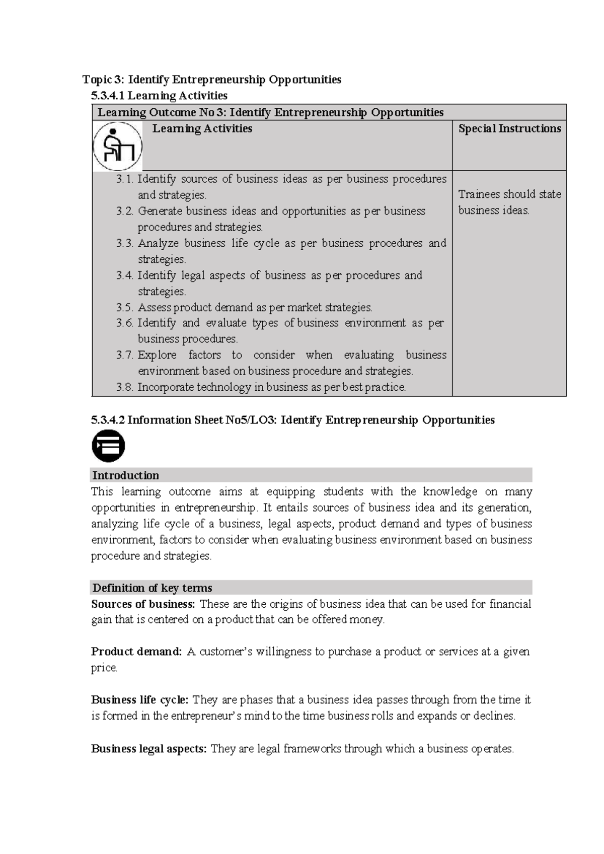 (ENTR 101) Identify Entrepreneurship Opportunities - Learning ...