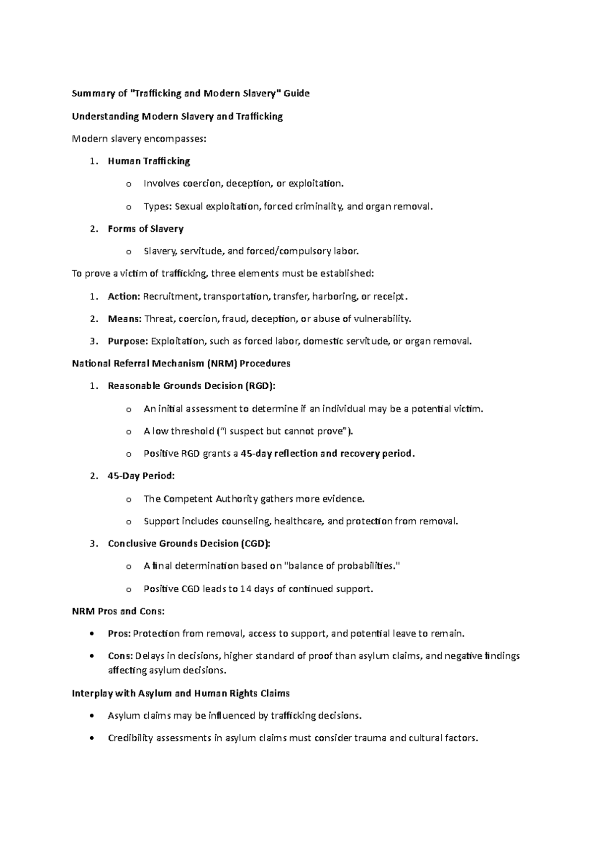 Modern Slavery Guide - Summary of "Trafficking and Modern Slavery ...