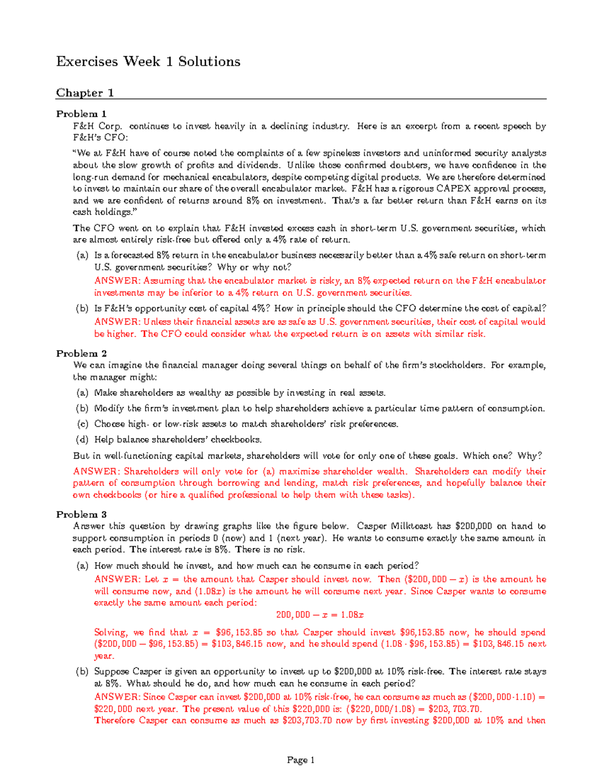 Financial Tutorial Solutions: Week 1 Analysis and Exercises - Studeersnel