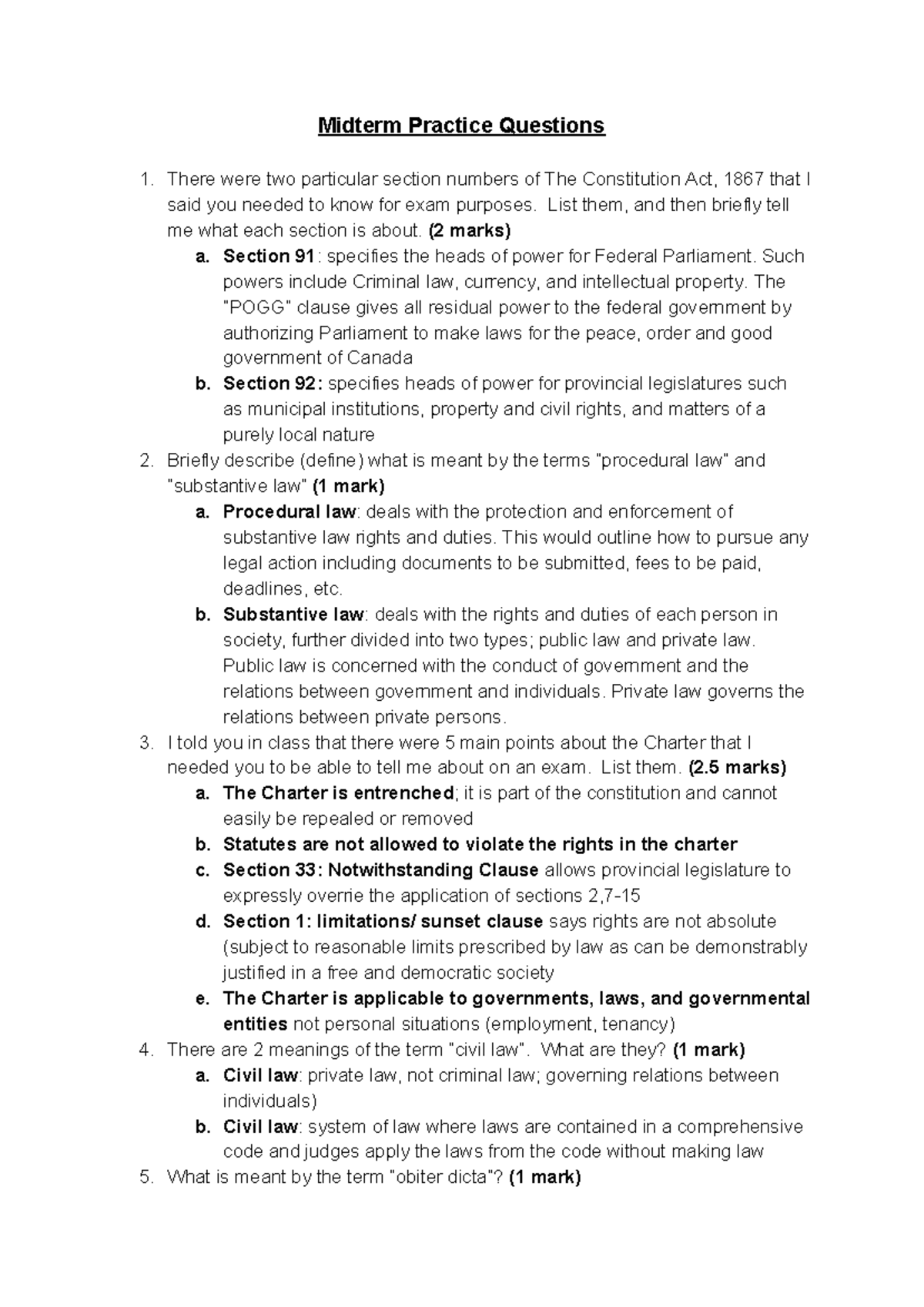 Midterm 1 Exam Review: Key Constitutional & Legal Principles - Studocu