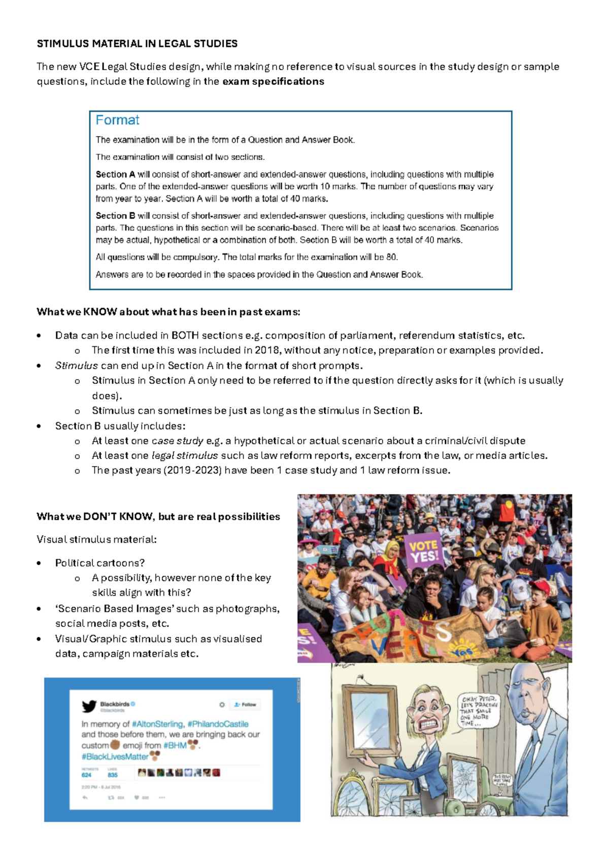 VCE Legal Studies: Visual Stimulus Material Overview - Studocu