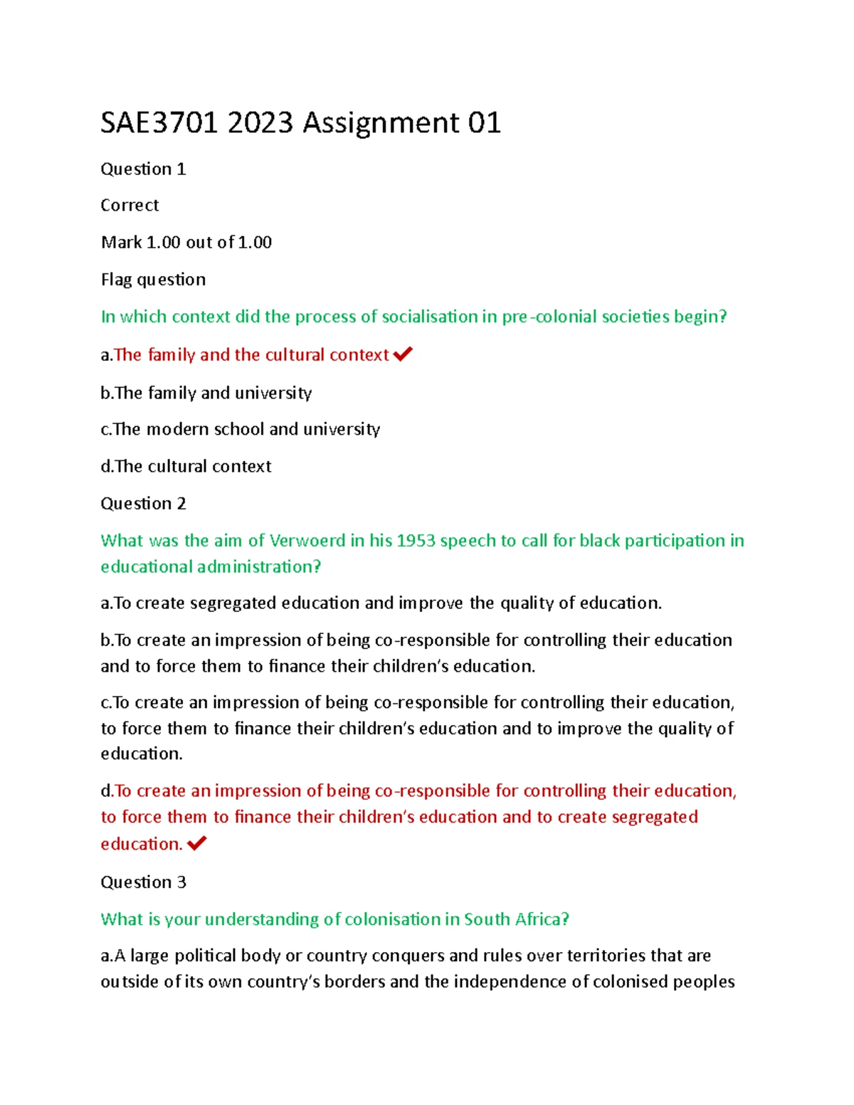SAE3701 assignment 3 - SAE3701 ASSIGNMENT 03 QUESTION 1 According to ...
