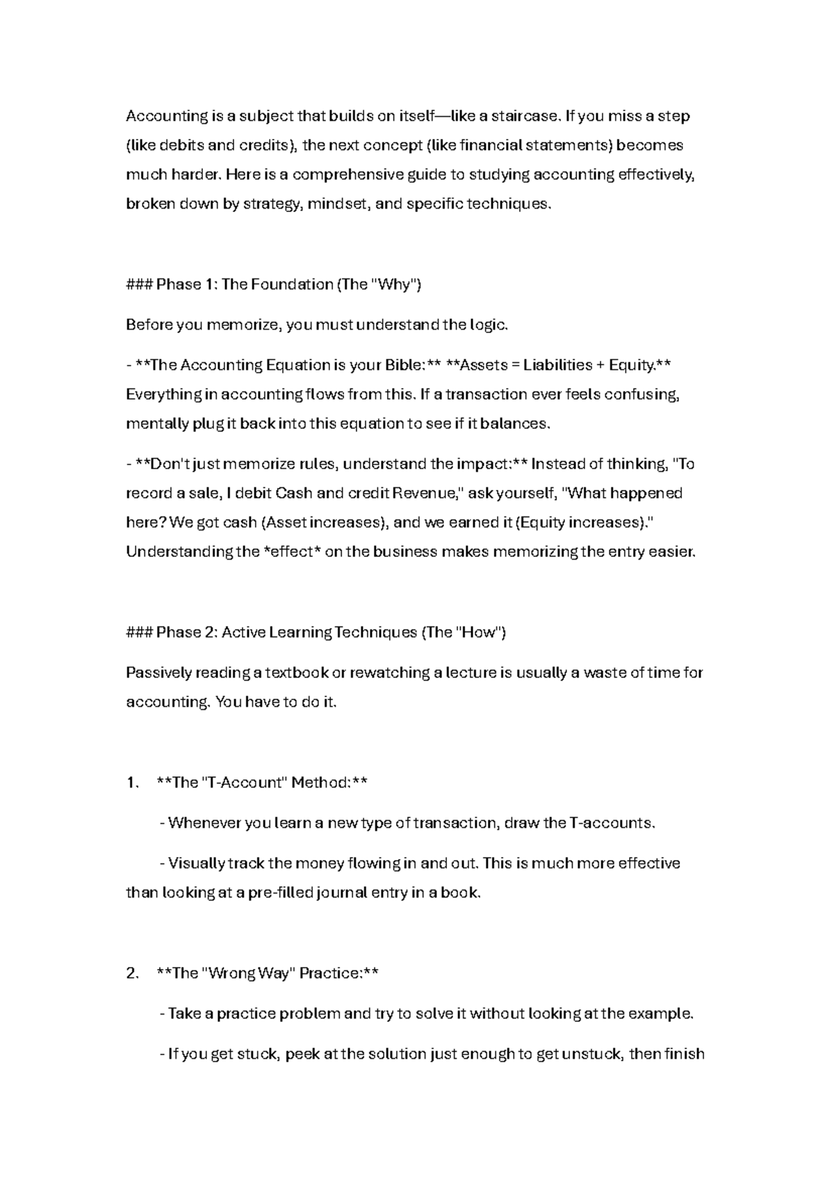 Acct 101: Effective Study Tips for Mastering Accounting Concepts - Studocu