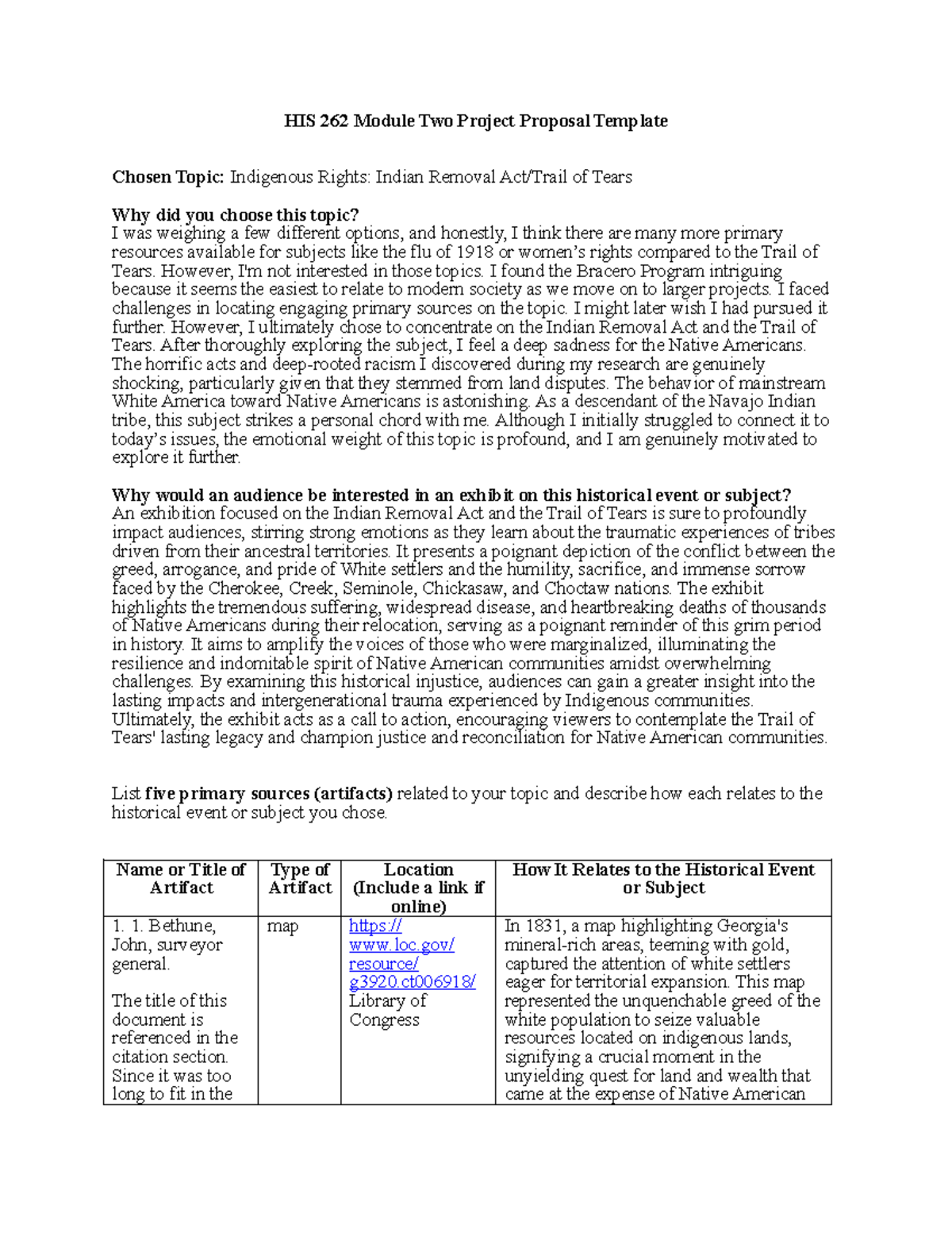 HIS 262 Module Two Project Proposal: Exploring Indigenous Rights & the ...
