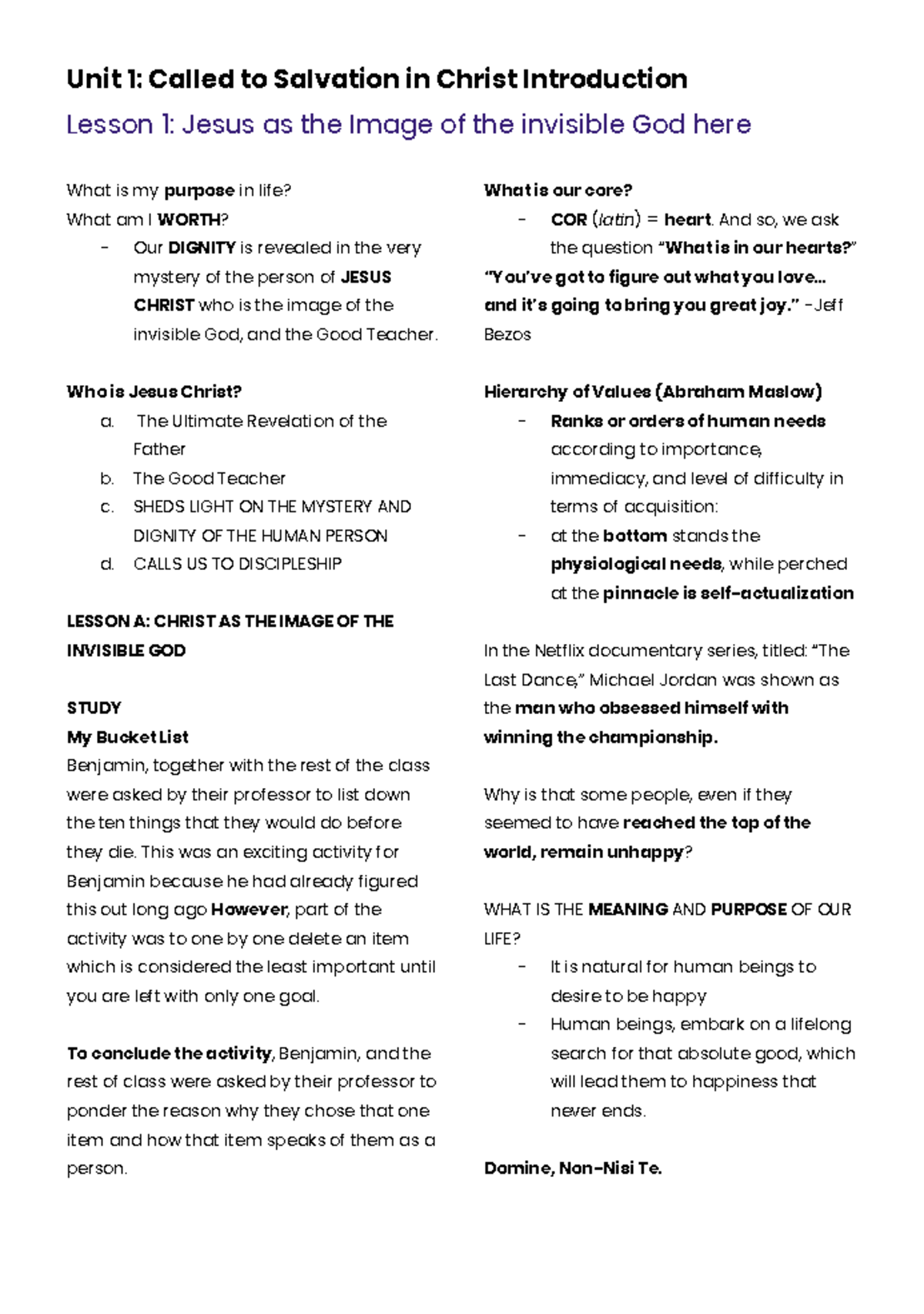 THY-Notes: Theology Review for 1st Year Students - Salvation in Christ ...