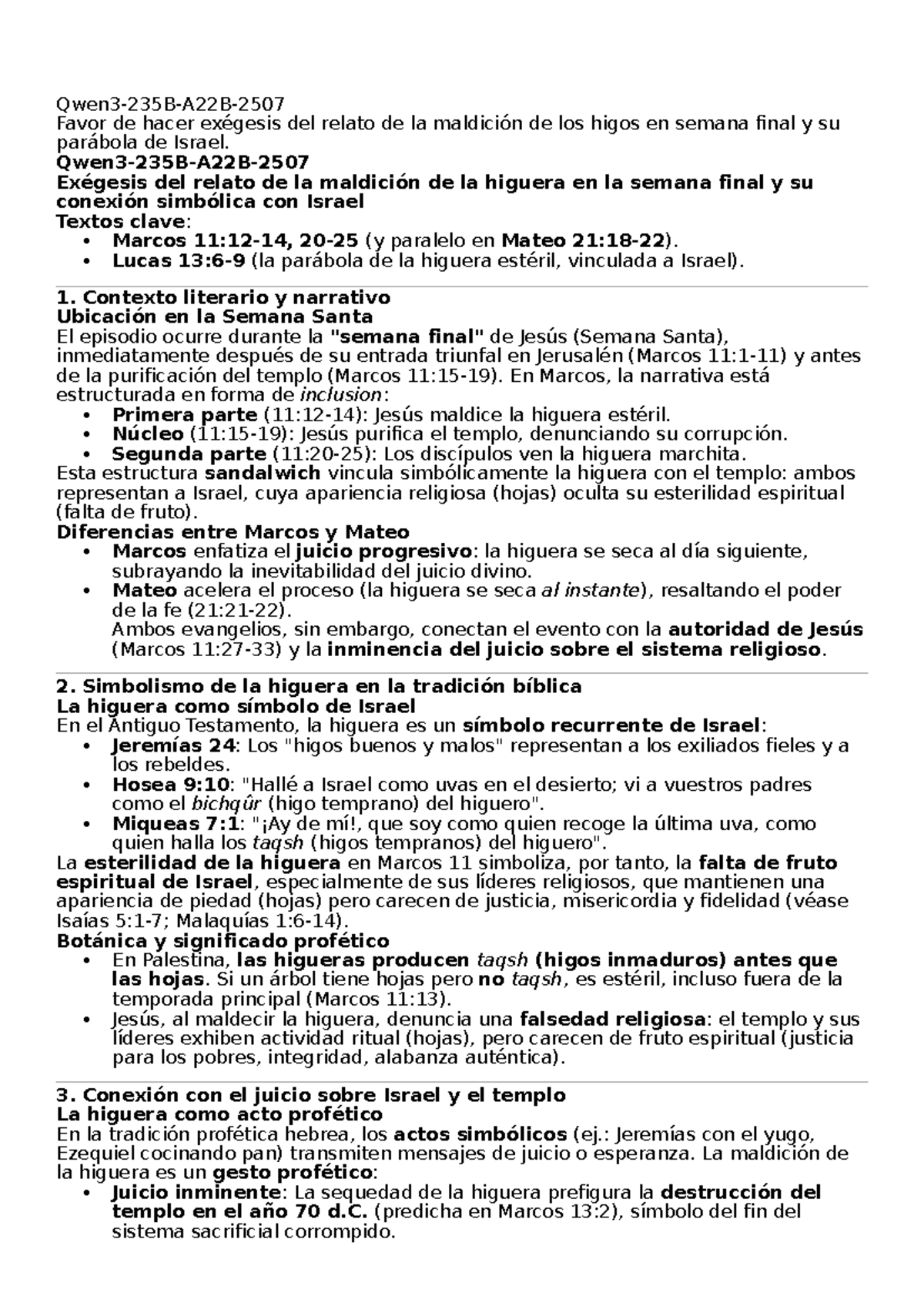 Exégesis de Marcos 11: La Higuera, el Viñedo y el Olivo en Israel - Studocu