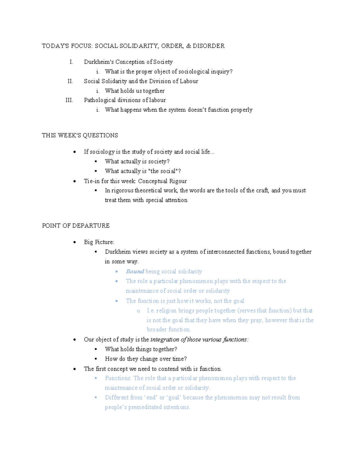 Social Solidarity Notes: Understanding Durkheim's Concepts - Studocu