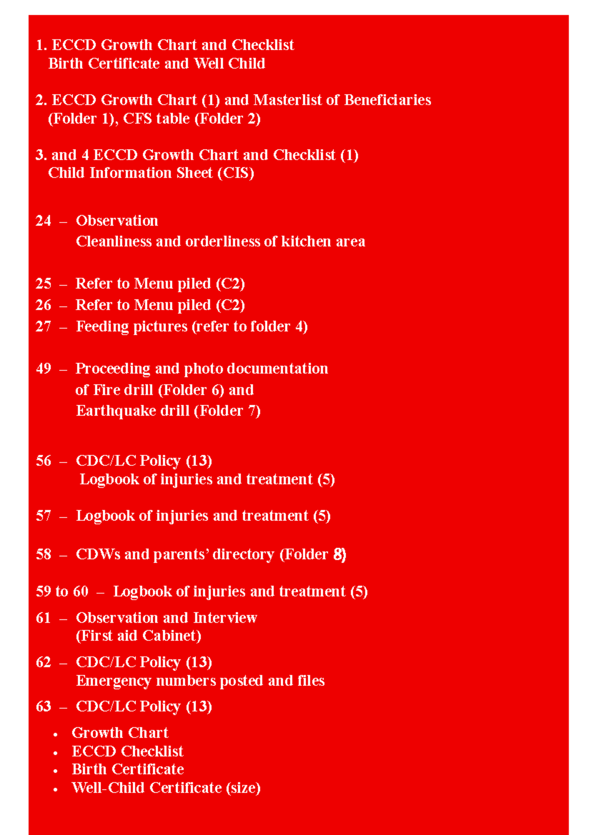ECCD Growth Chart & Checklist: Comprehensive Documentation A1 RED - Studocu