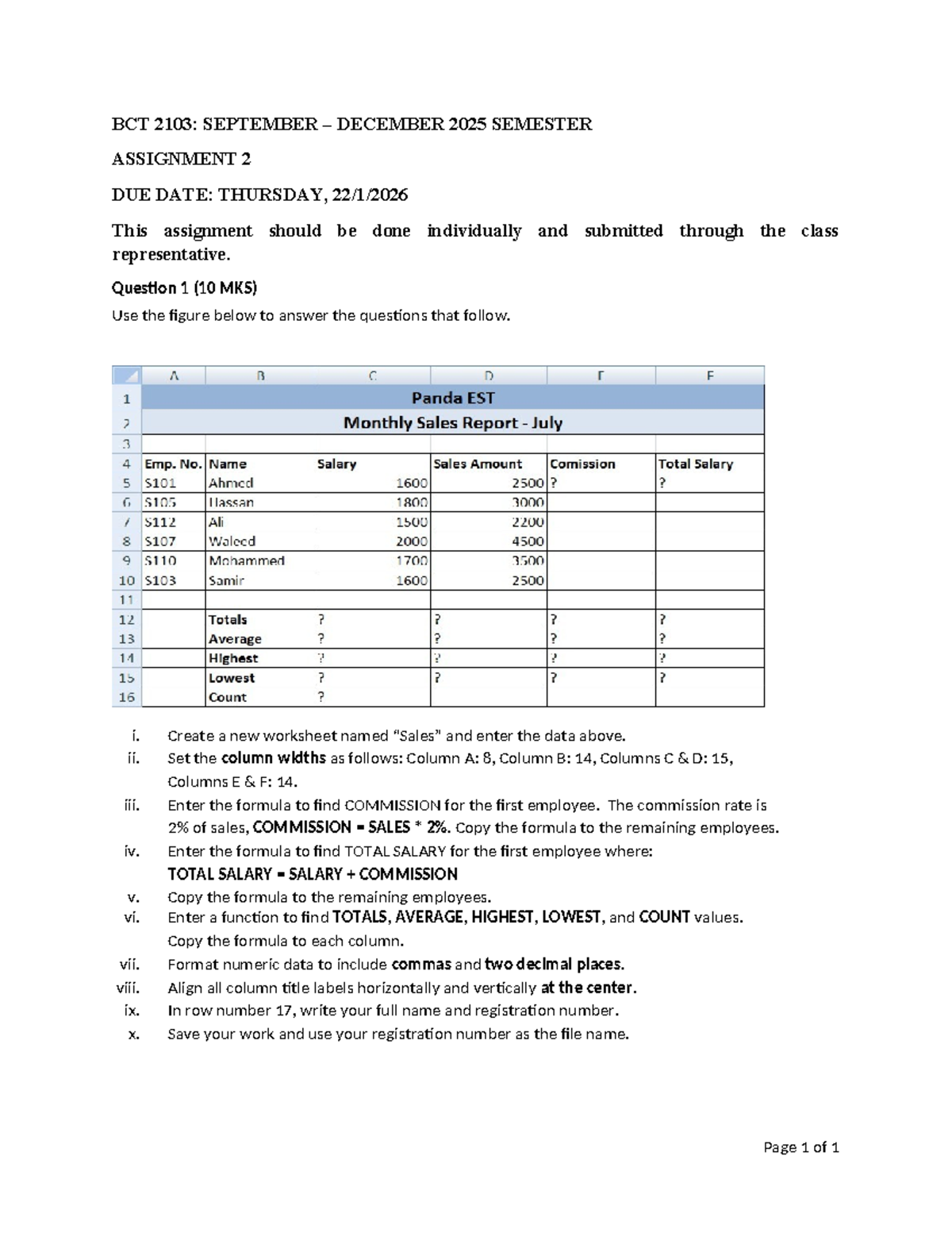 BCT 2103: Assignment 2 Guidelines for September 2025 Semester - Studocu