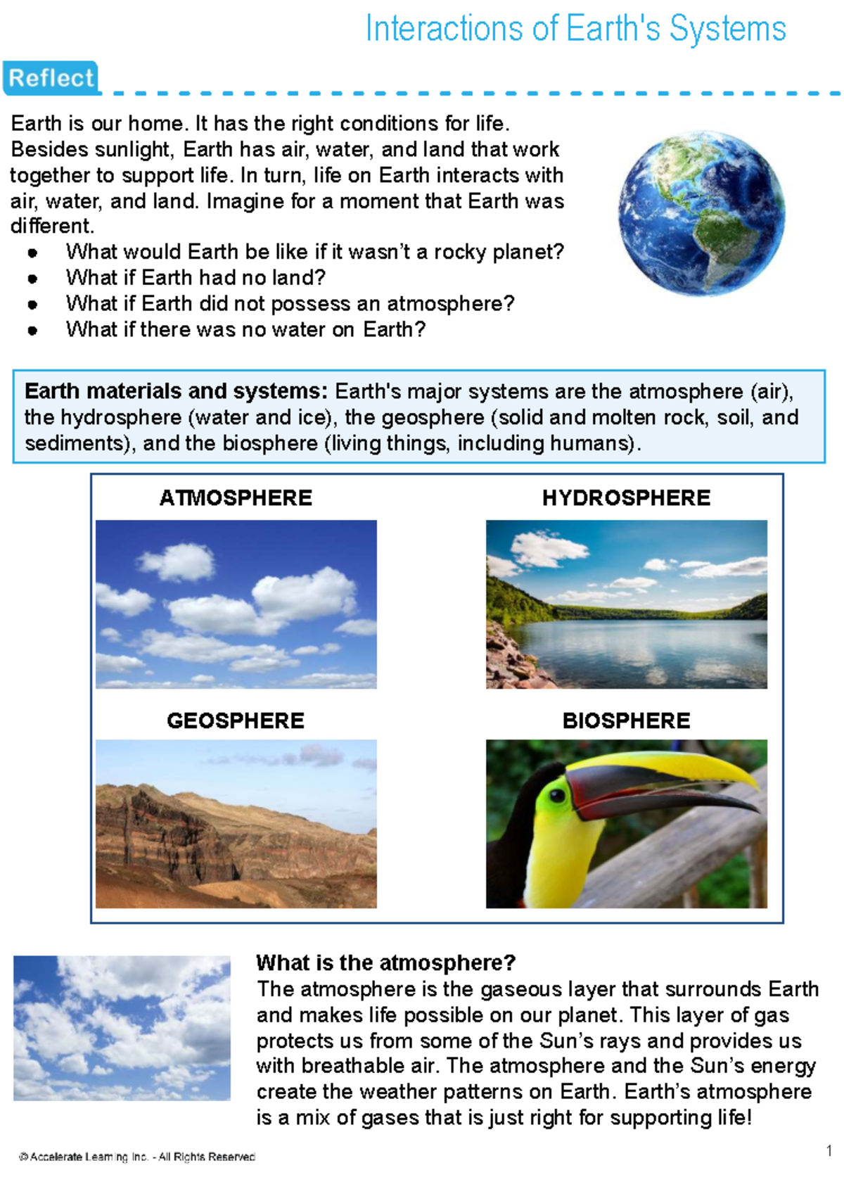 Interactions of Earth's Systems: Atmosphere, Hydrosphere, Geosphere ...