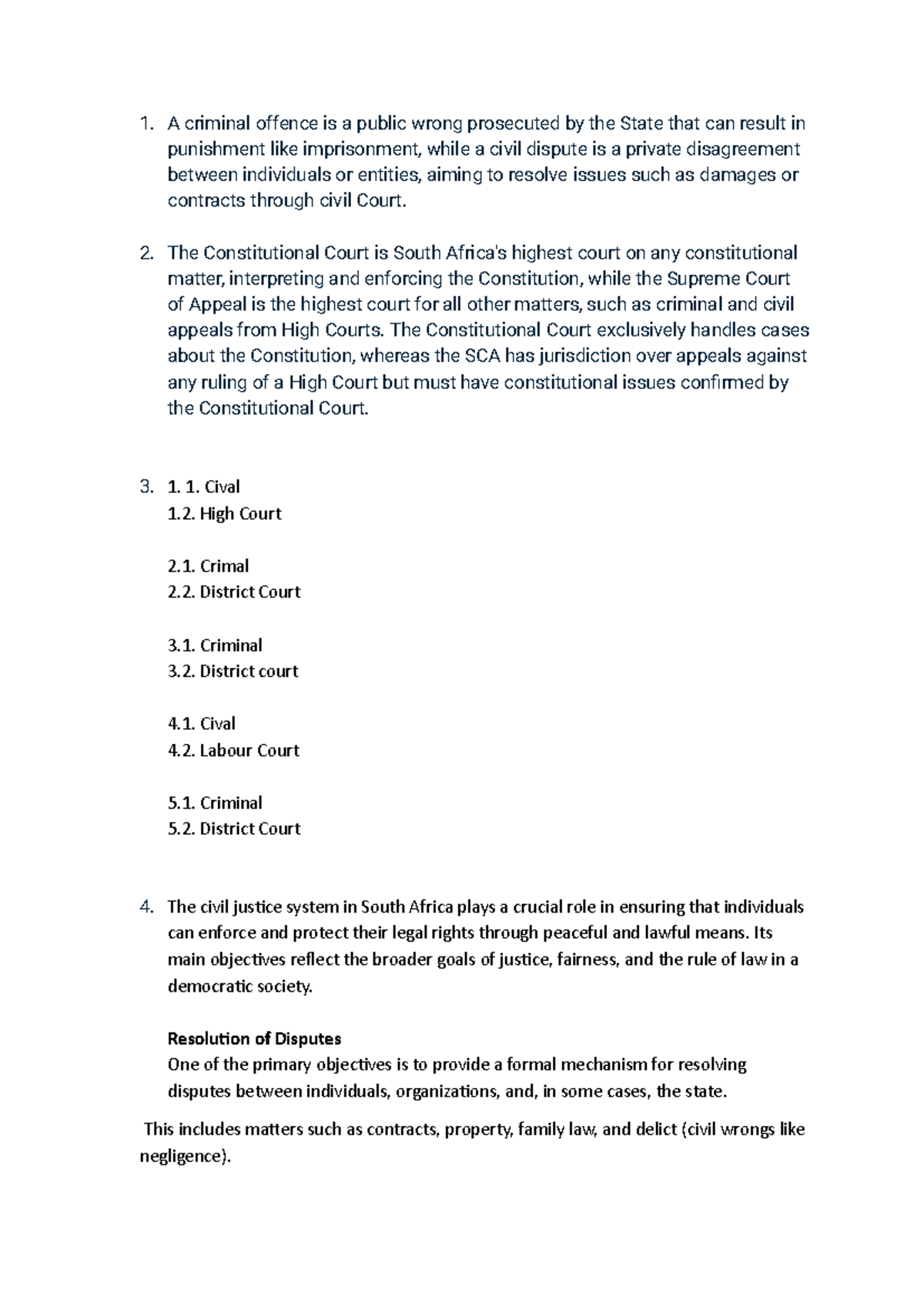 Assessment 3: Criminal vs Civil Law in South Africa - SJD1501 - Studocu