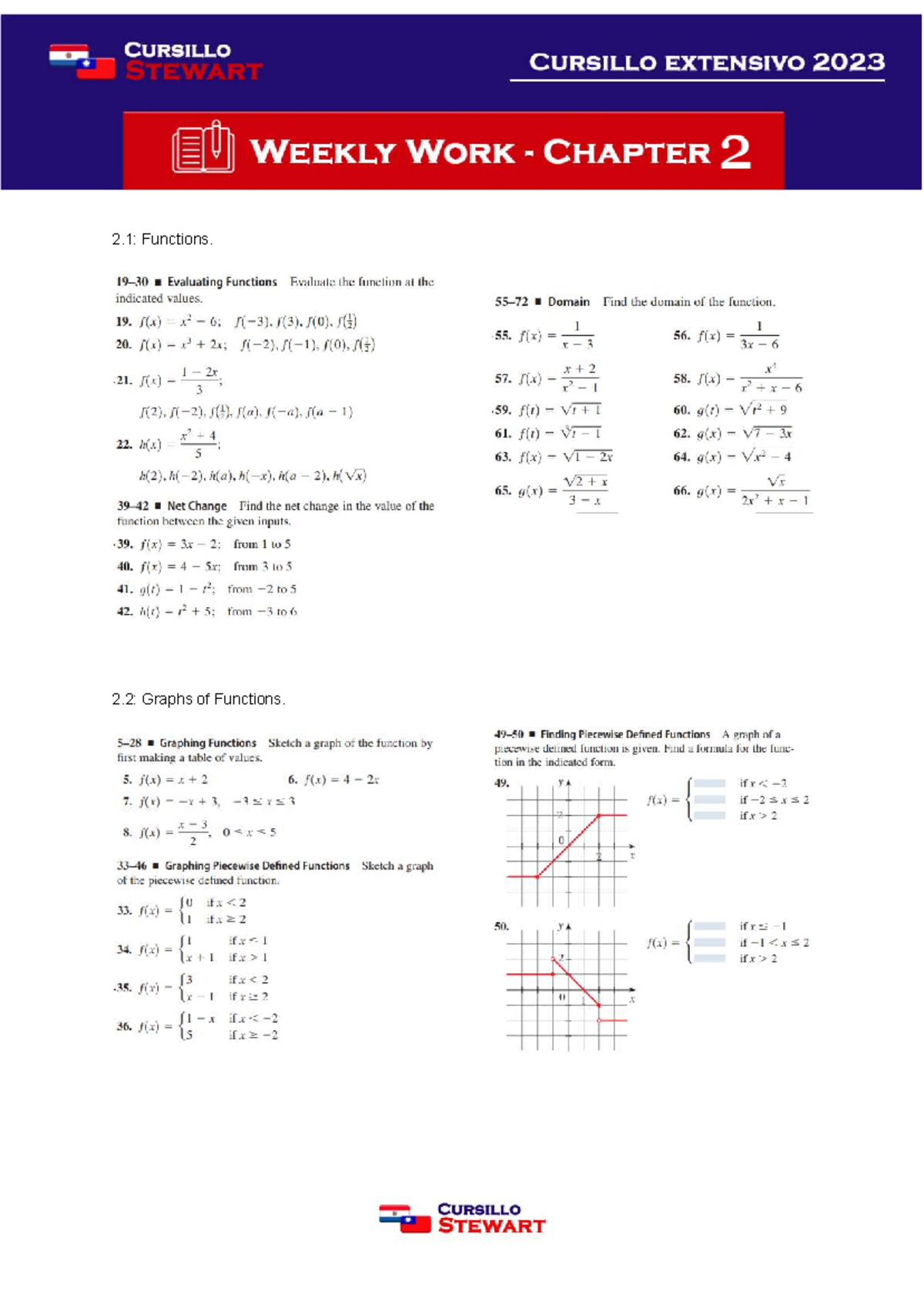 Weekly Work 2.1 to 2 - Cursillo jeje - 2: Functions. 2: Graphs of ...