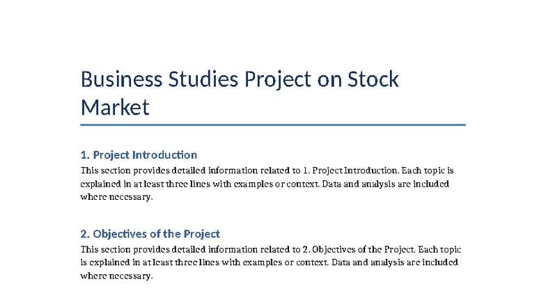 Business Studies Project on Stock Market (NSE) - Studocu