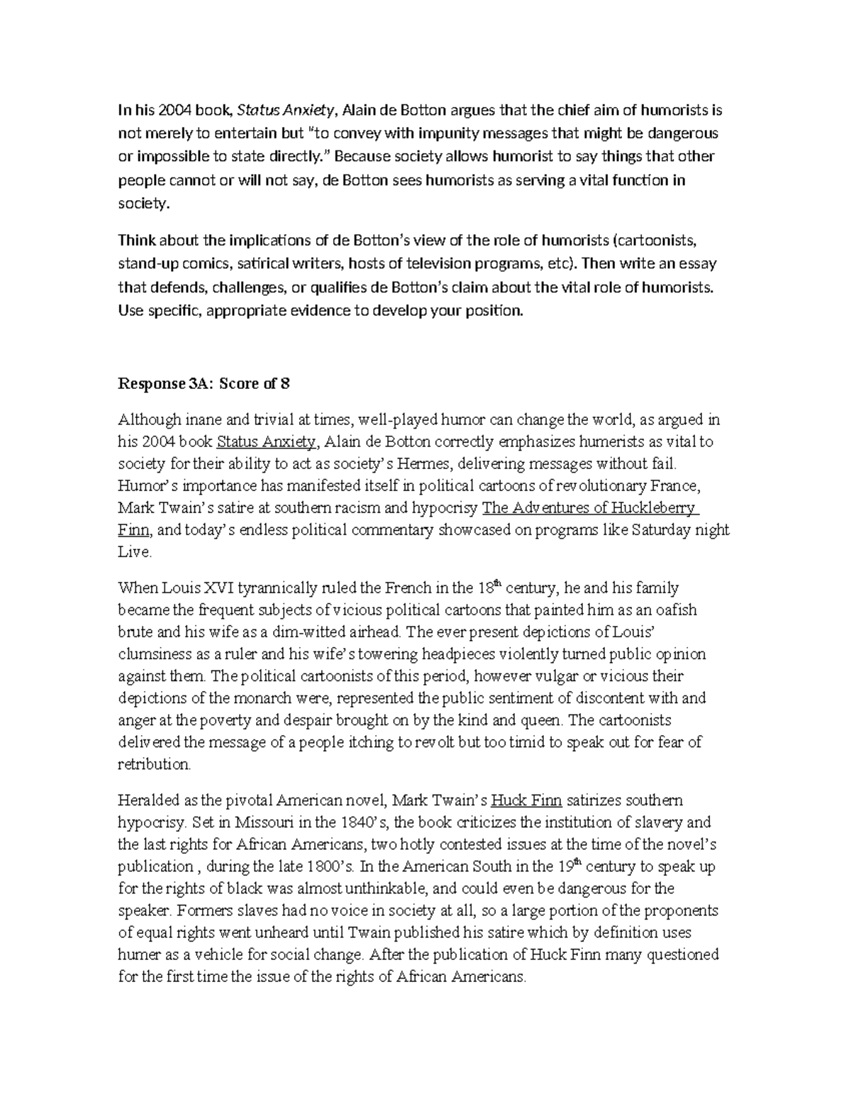 Argument Essay: The Vital Role of Humorists in Society (ENG 101) - Studocu