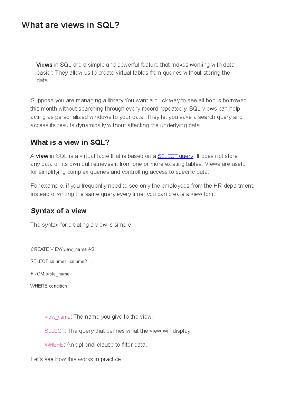 SQL Views Explained: Simplifying Data Management and Queries - Studocu