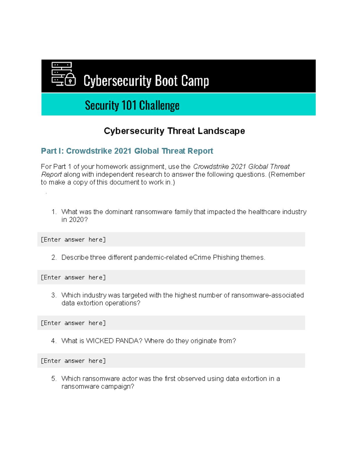 [MAKE A COPY] Security 101 Challenge (new) - Cybersecurity Boot Camp ...
