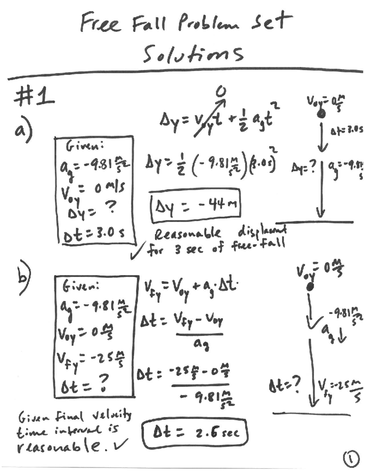 Free-Fall Problem Set Solutions - NEW - Free Fall Problem set Solutions ...