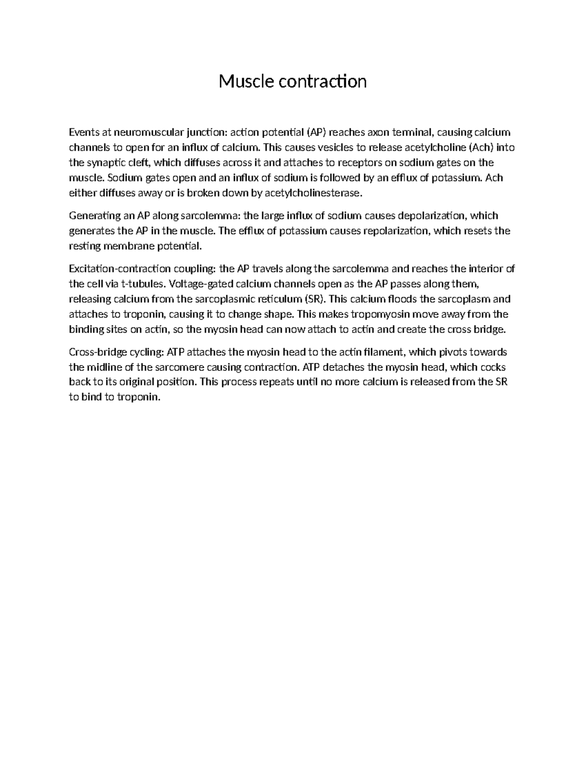 Muscle Contraction Processes and Neuromuscular Junction Overview ...