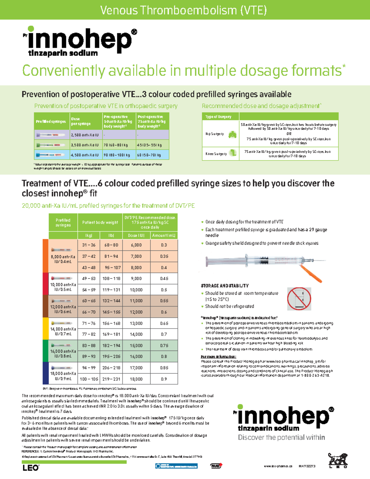 Innohep® Syringe Info Poster (8.5x11) for VTE Prevention and Treatment ...