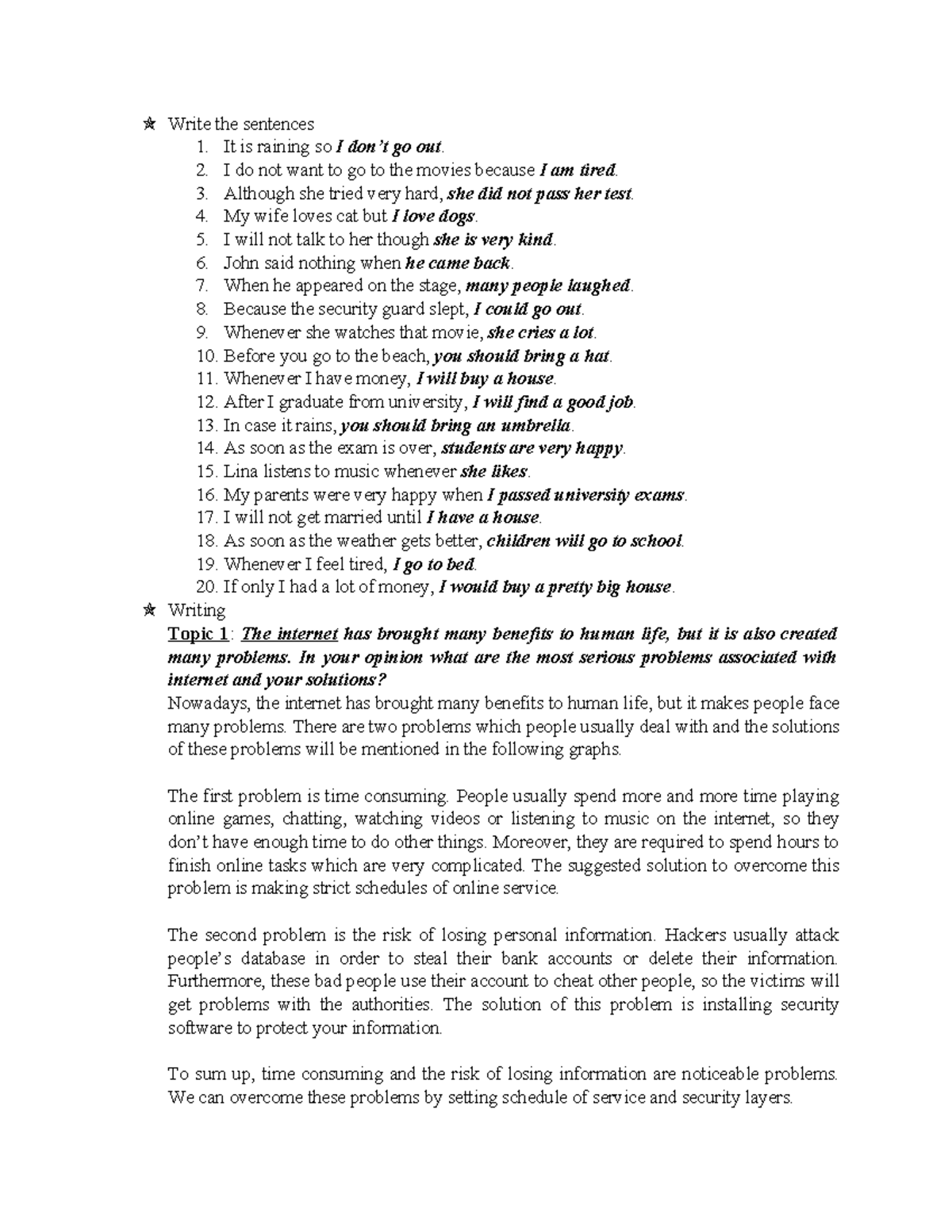 Writing Topics and Solutions - 3123 - Studocu