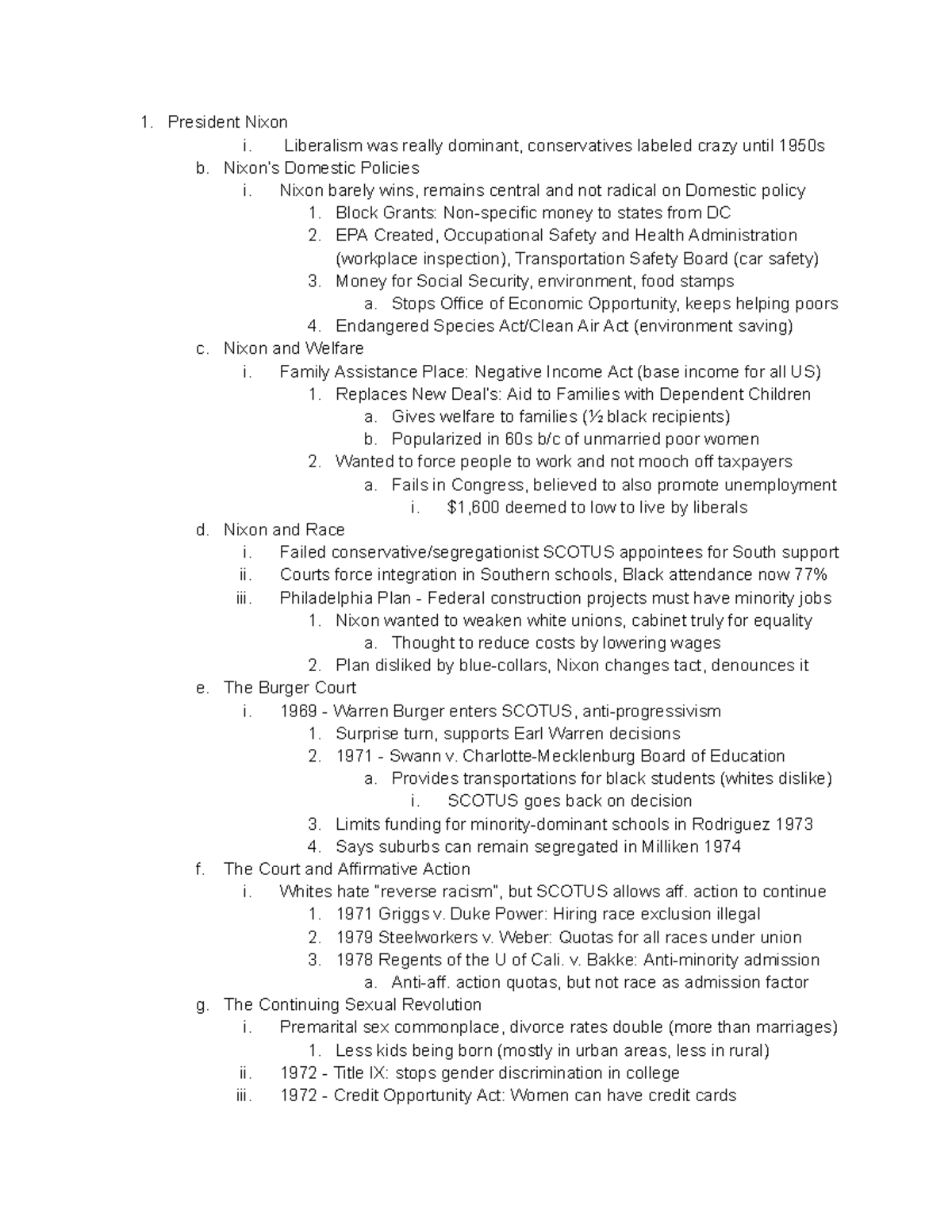 Apush - CHP. 26 Outline - President Nixon i. Liberalism was really ...