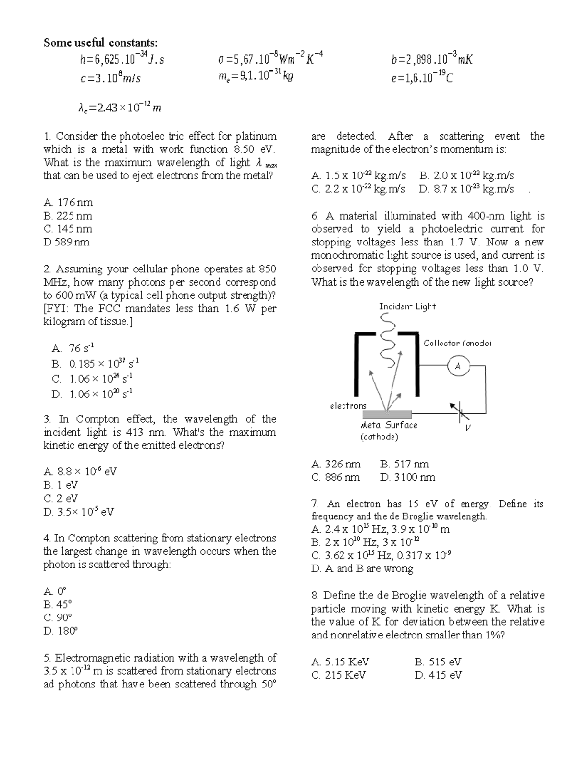 Sample Final Exam Physics 2: Key Concepts and Problems - Studocu