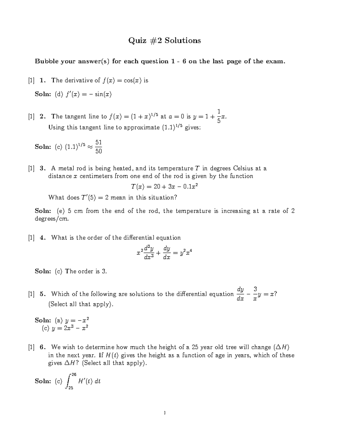 Quiz 2 Solutions - F25 Math Quiz Answer Key - Studocu