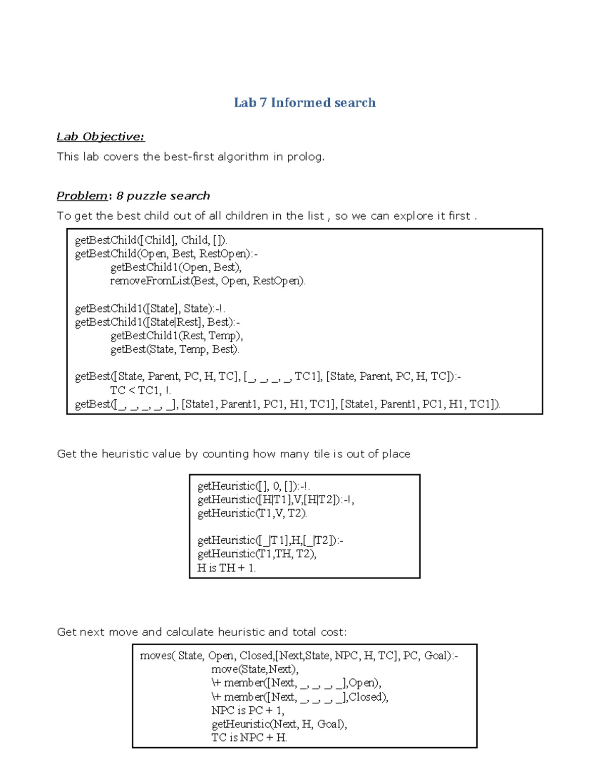 CS361 AI Lab 6 - assignment - Lab 7 Informed search Lab Objective: This lab covers the best ...