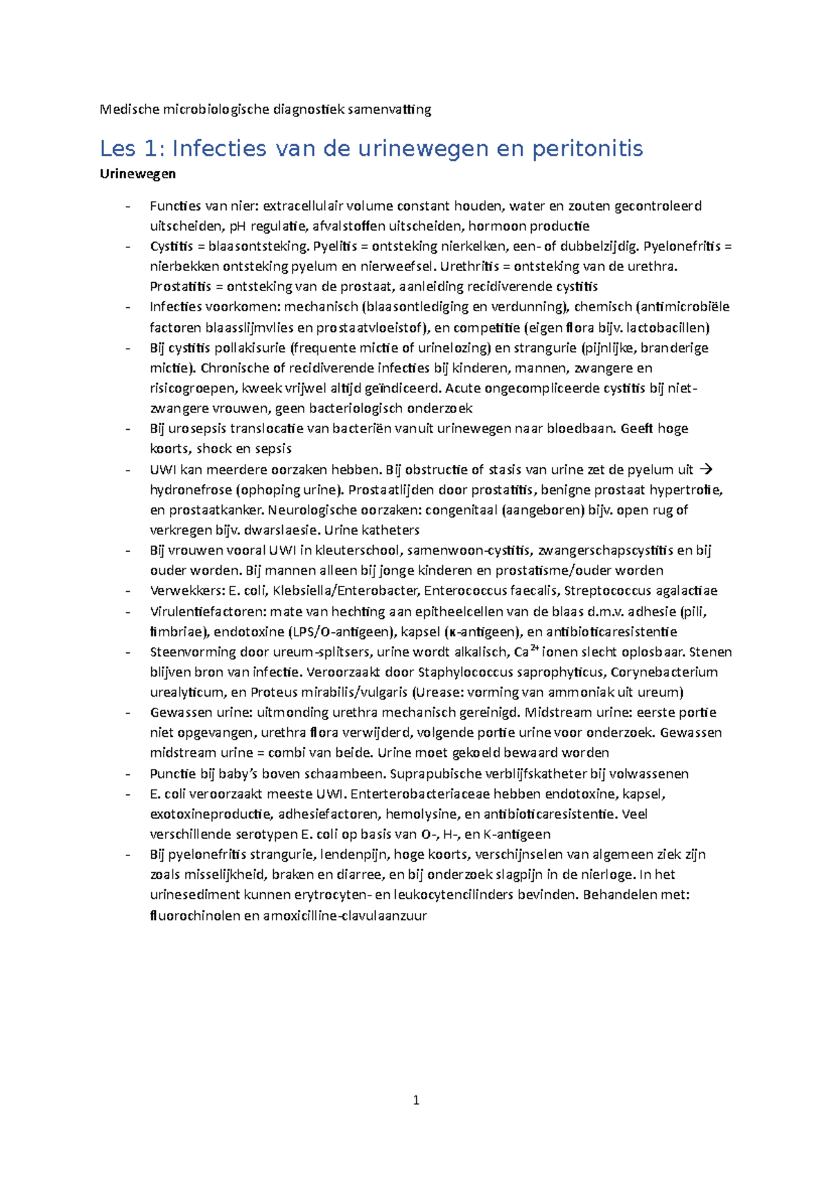 MMD samenvatting - Medische Microbiologische Diagnostiek - Hogeschool ...