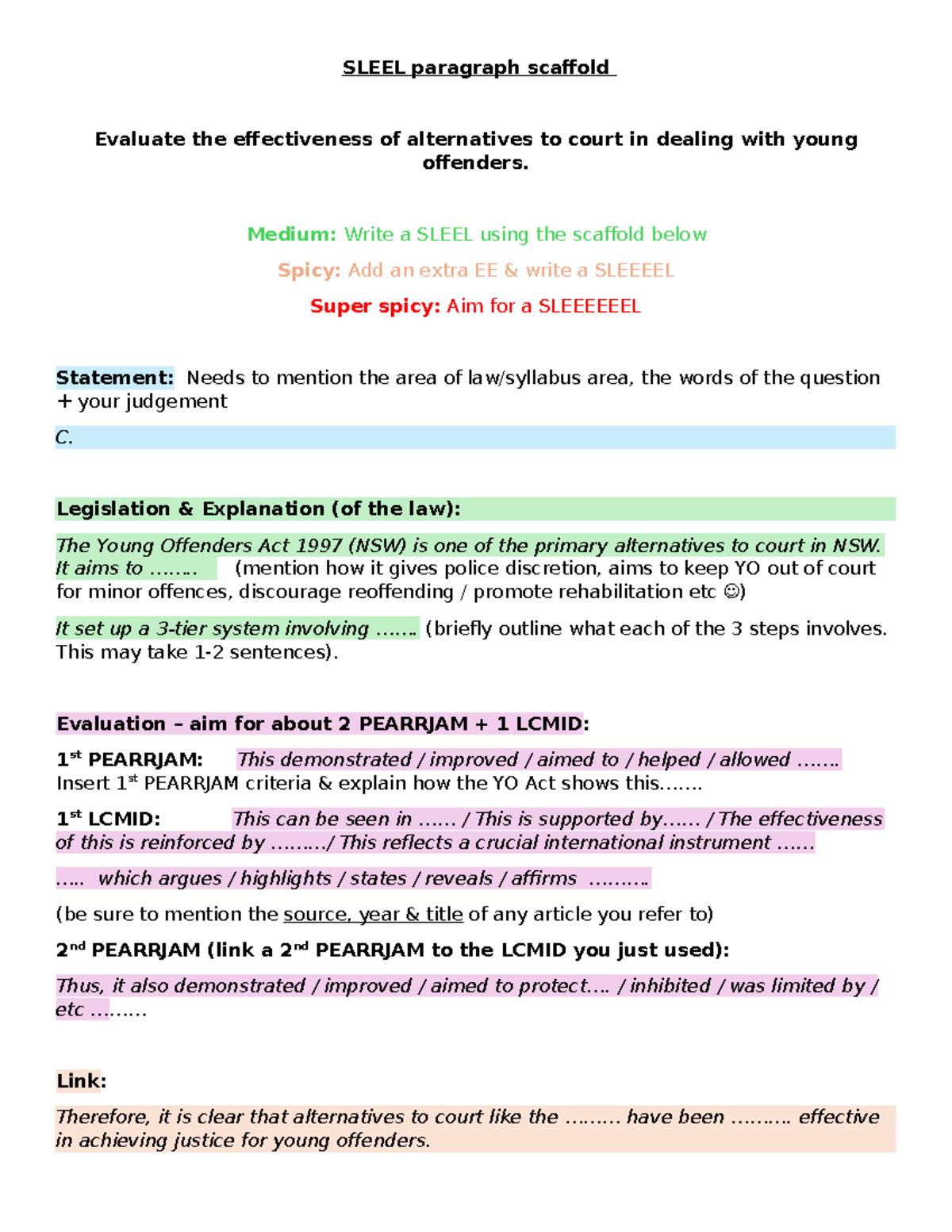Legal SEEL Paragraph Scaffold: Evaluating Alternatives to Court for ...