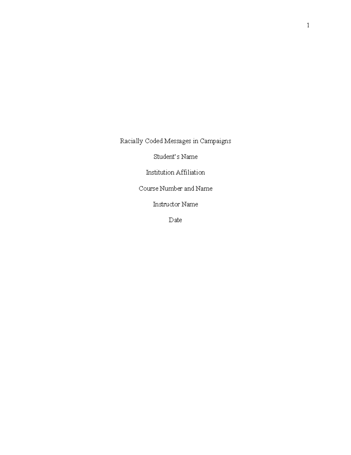 Racially Coded Messages in Campaigns: Analyzing 2020 Elections - Studocu