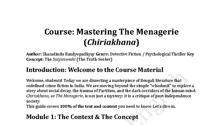 Mastering The Menagerie (Chiriakhana) Study Guide - Studocu