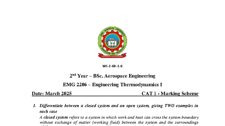 EMG 2206 - CAT 1 - Model Solutions - WI- 2 - 60 - 1 - 6 2 nd Year – BSc ...