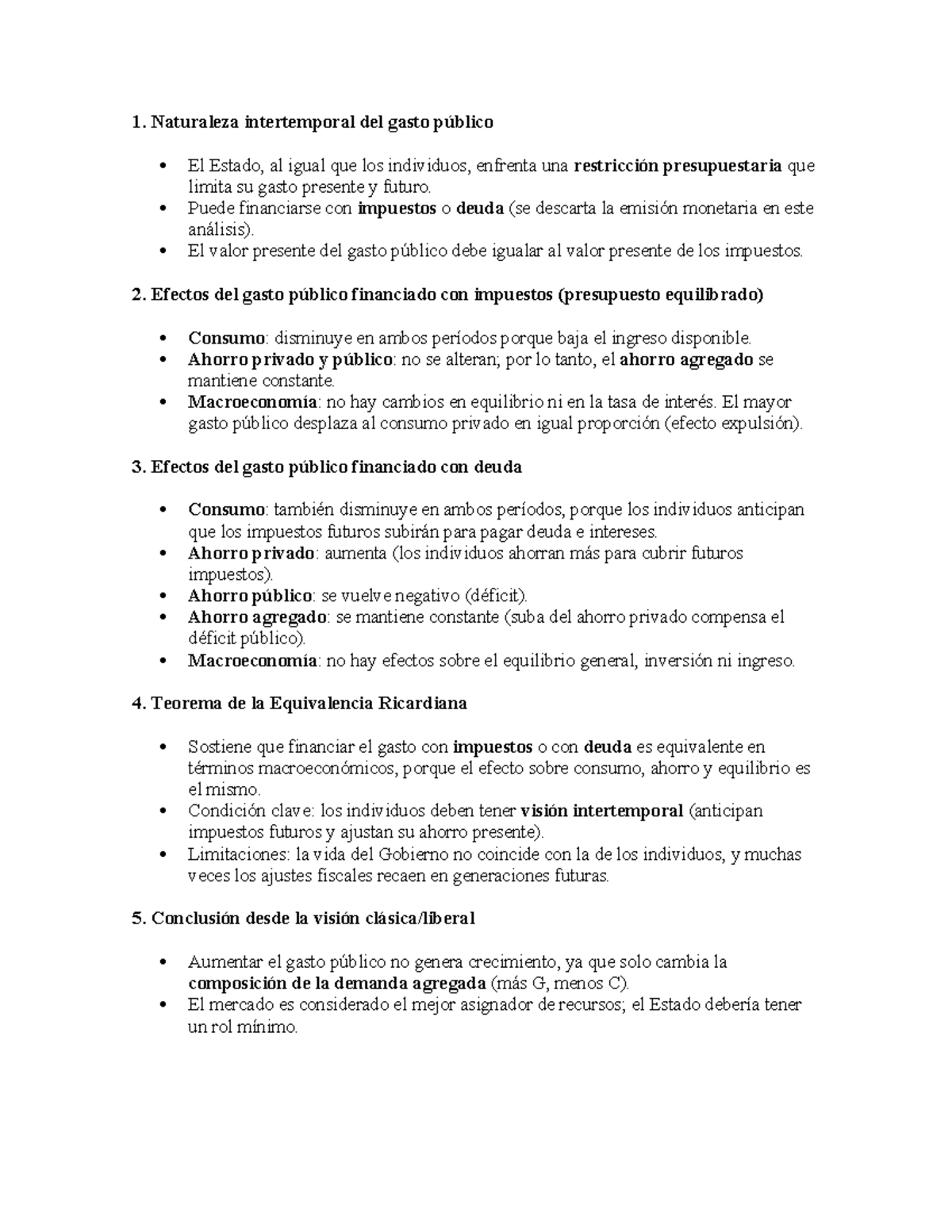 Resumen: La Visión Clásica del Estado en Gasto Público (ECON 101) - Studocu