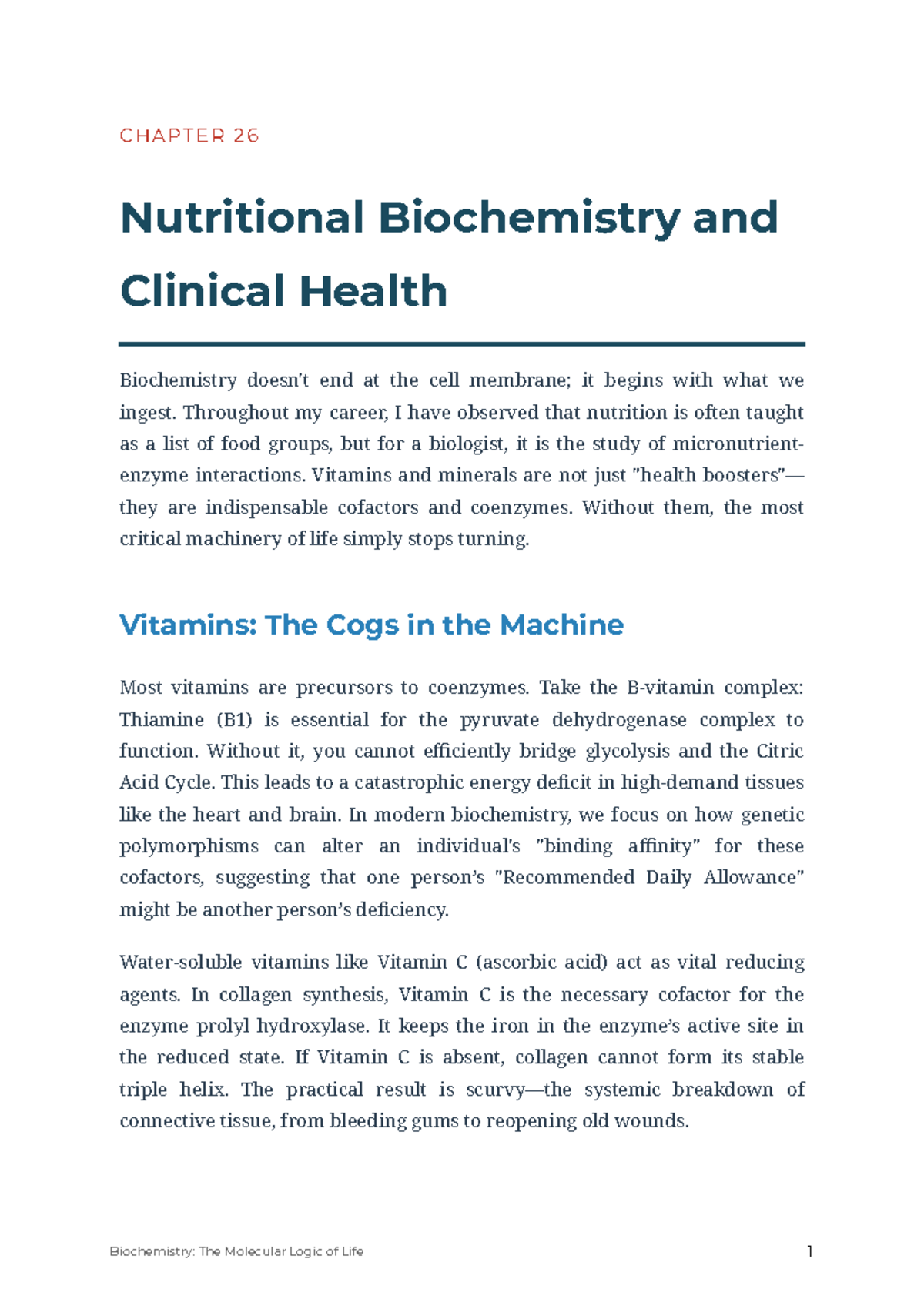 Nutritional Biochemistry & Clinical Health: Chapter 26 Insights - Studocu