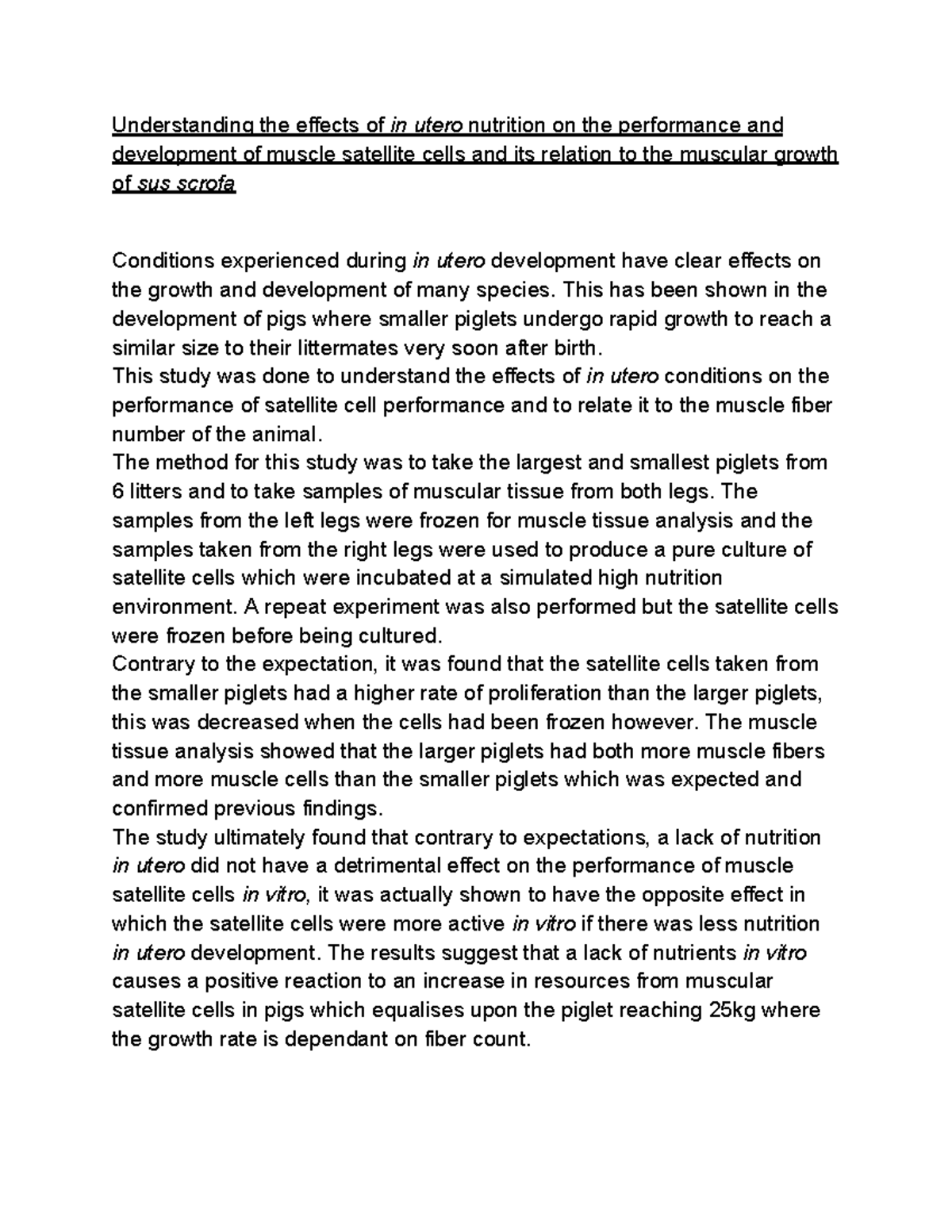 Understanding Muscle Satellite Cell Performance in Pigs - WEEK 5 ...