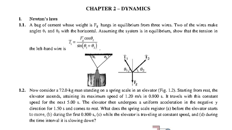 Chapter 2 Dynamics I: Equilibrium and Forces Analysis - Studocu