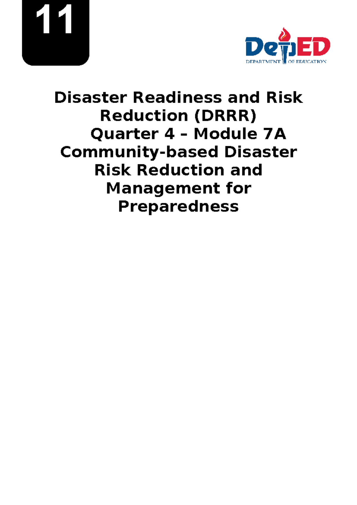 DRRR11-Q4- Module 7A: Community-Based Disaster Risk Management Guide ...