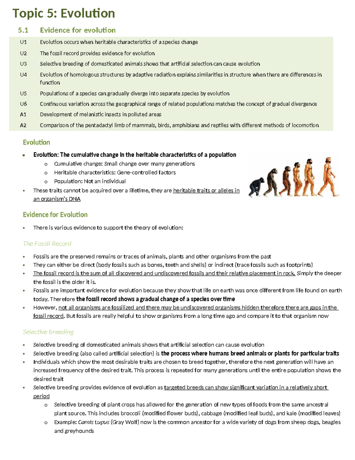 U1 Evolution: Evidence, Mechanisms, and Classification in Biology - Studocu