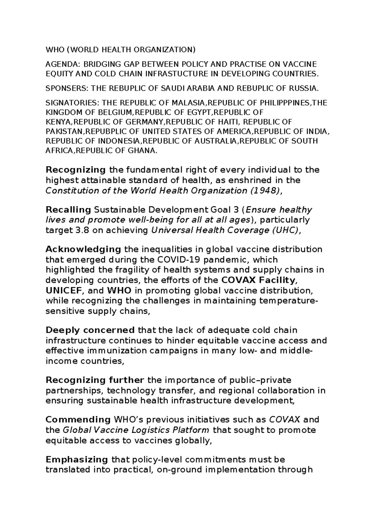WHO Agenda: Bridging Vaccine Equity & Cold Chain Gaps in Developing ...