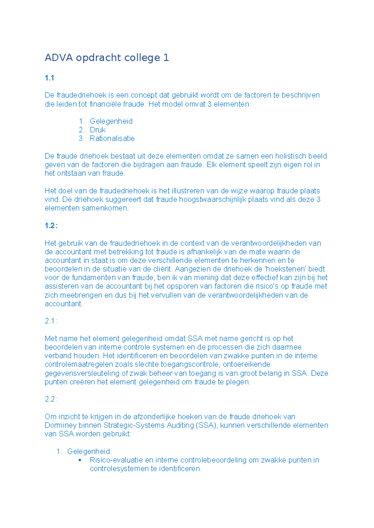 ADVA College 1: Inleiding tot de Fraudedriehoek en ...