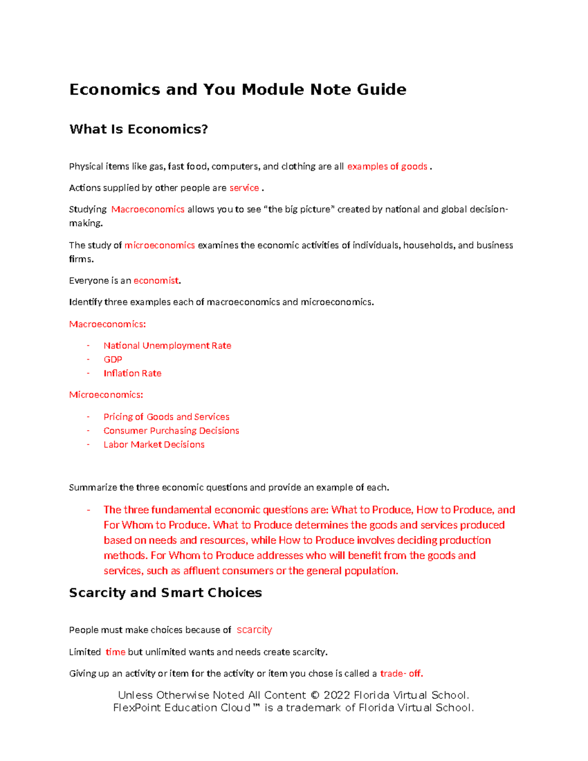 Economics and You (ECO101) Module Note Guide: Key Concepts and Insights ...