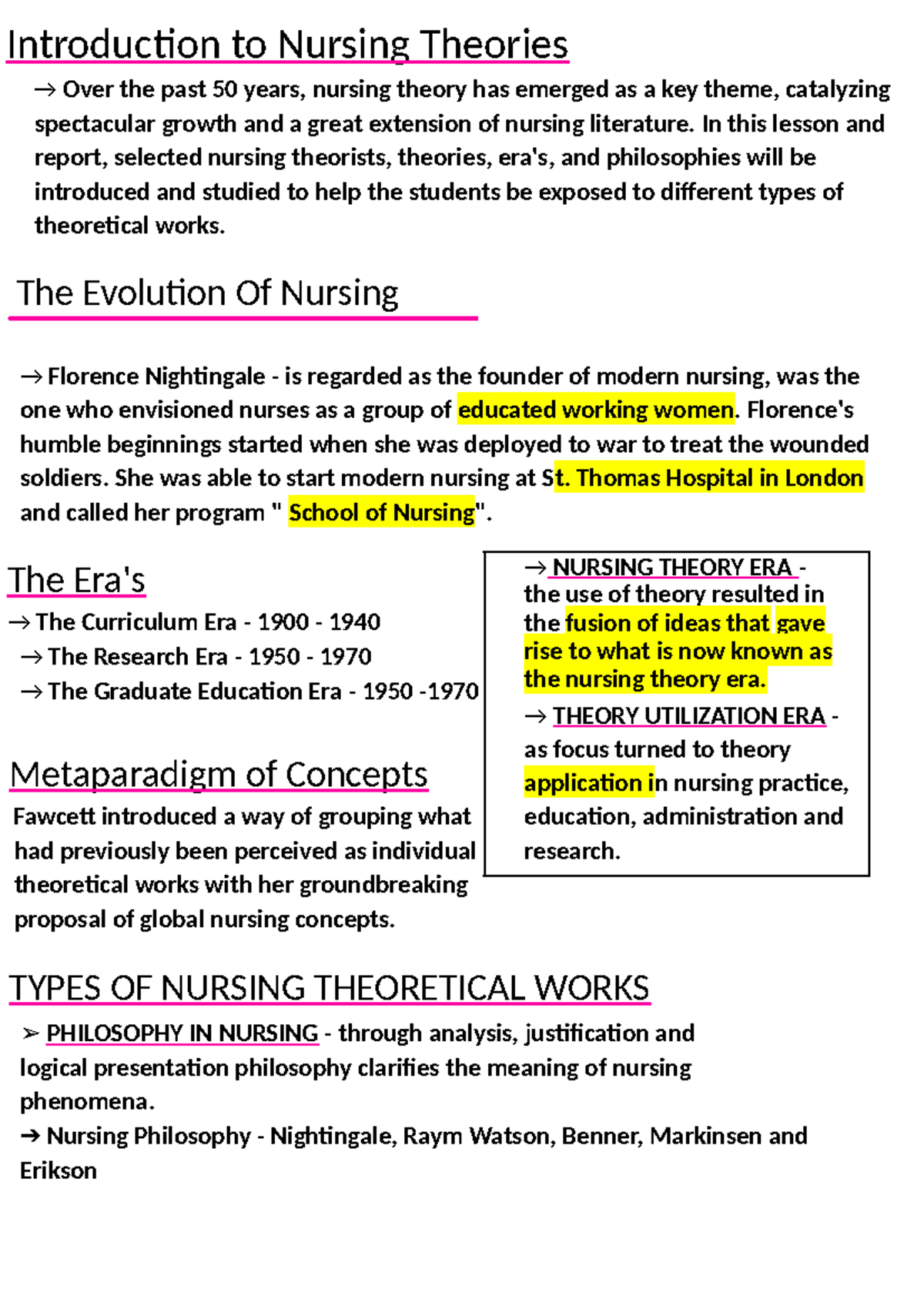 TFN-V2 - Comprehensive Overview of Nursing Theories and Frameworks ...