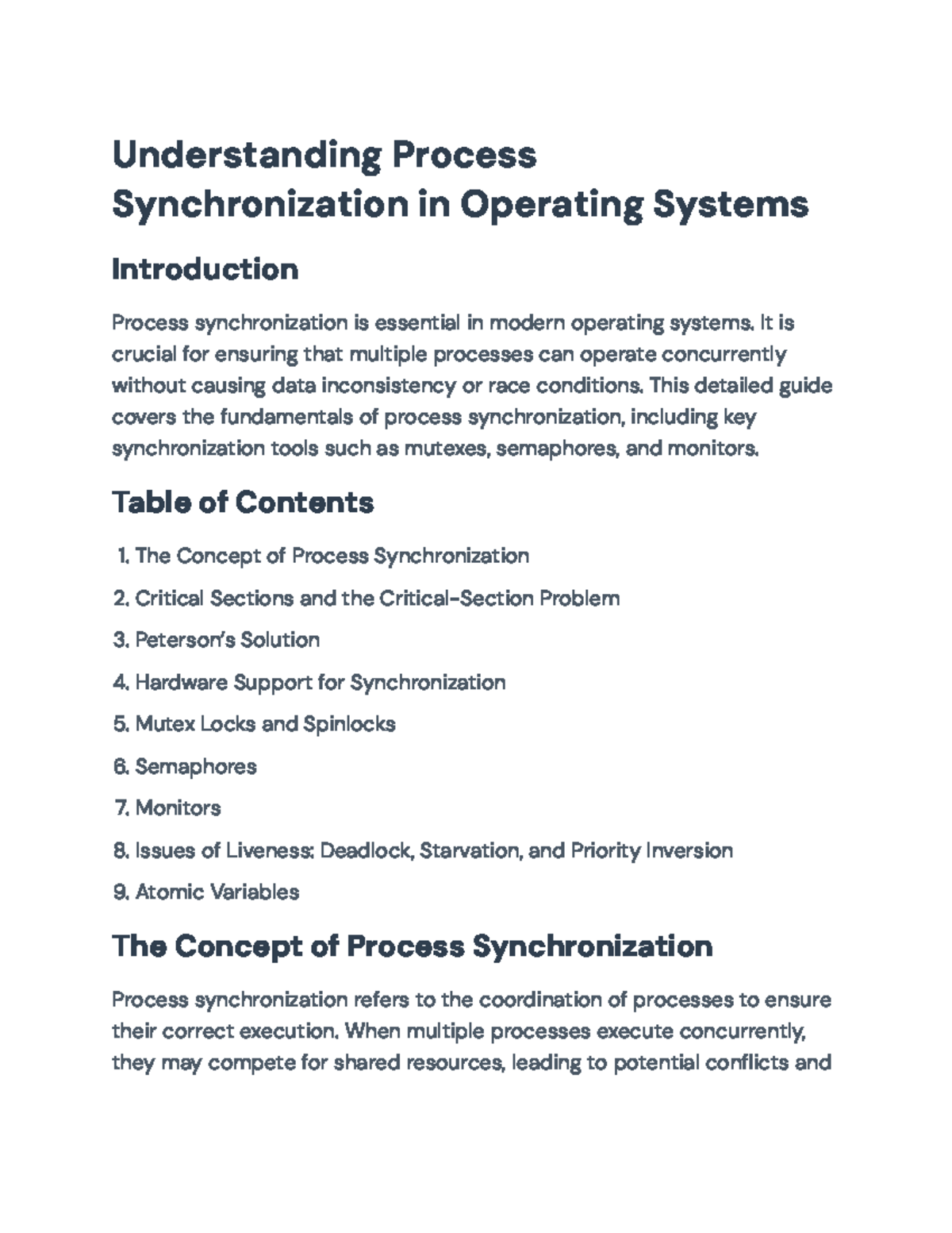 Process Synchronization in Operating Systems: Concepts and Tools ...
