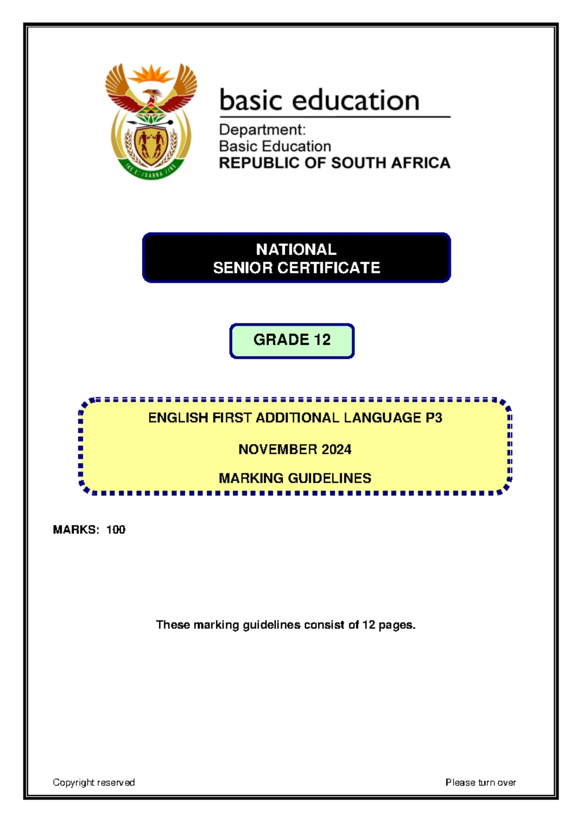 English FAL P3 Practice QPaper - Nov 2024 Exam Prep - Studocu