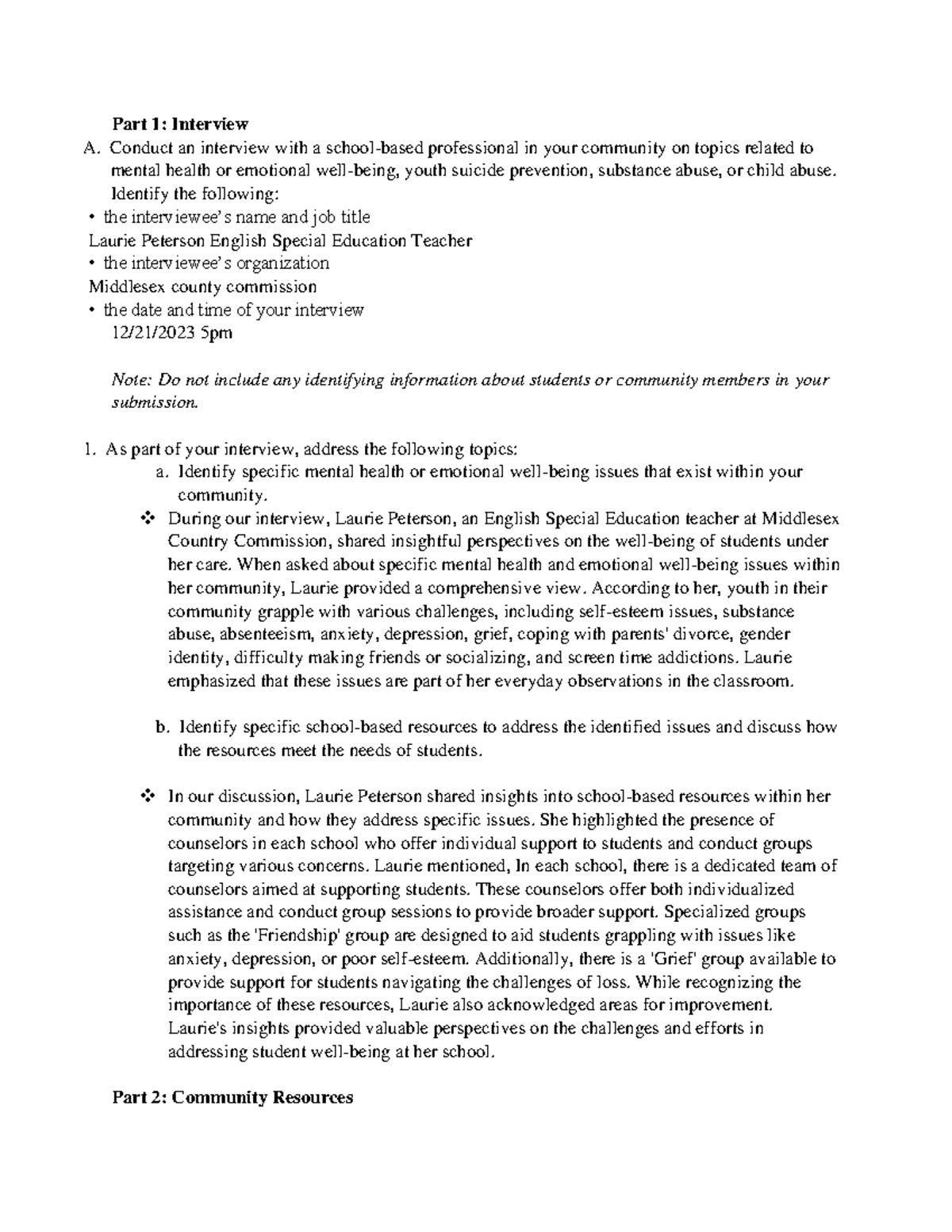 TASK 3: Interview Insights on Mental Health & Community Support ...