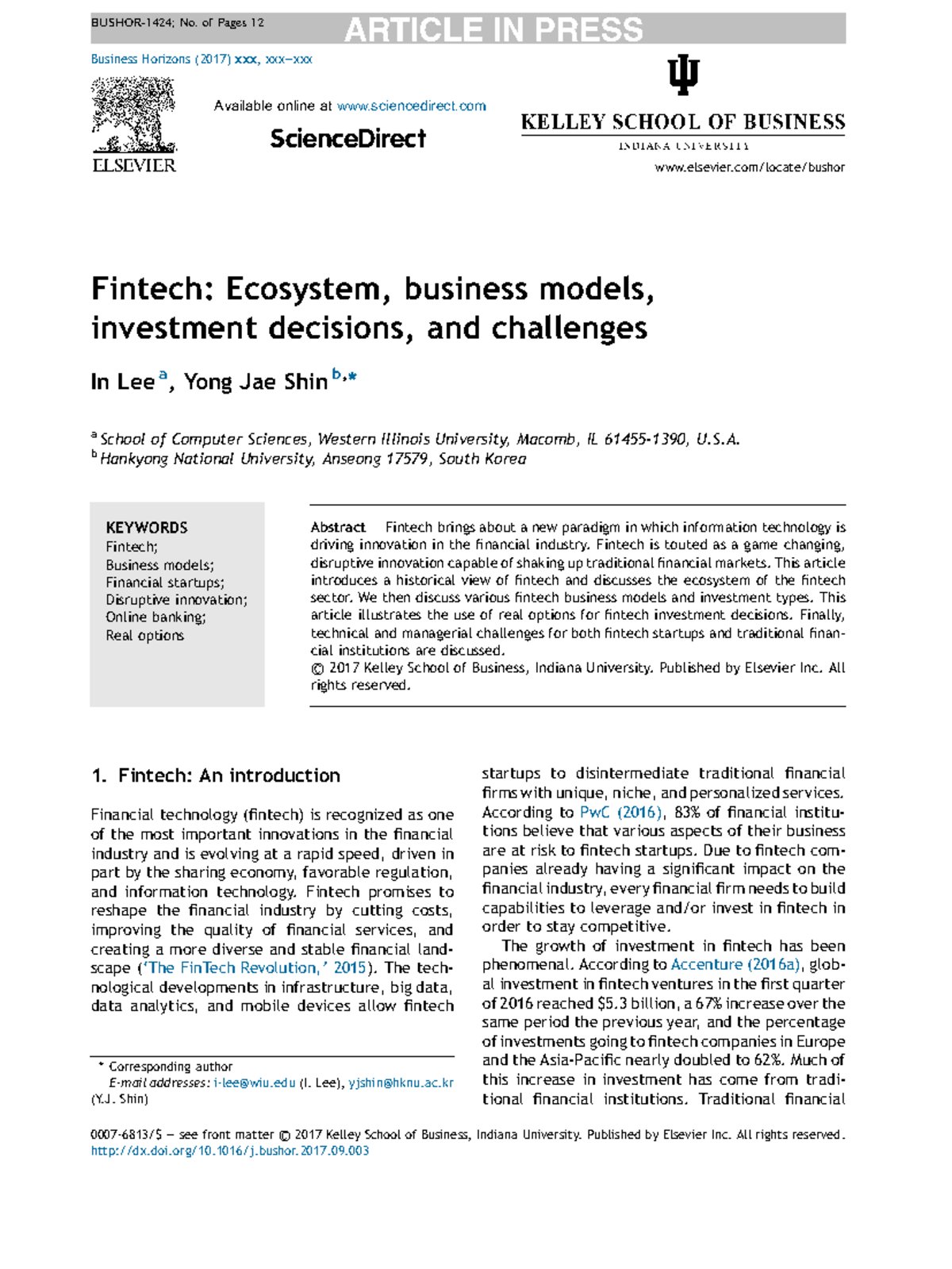 FinTech Ecosystem: Business Models, Investment Decisions & Challenges ...